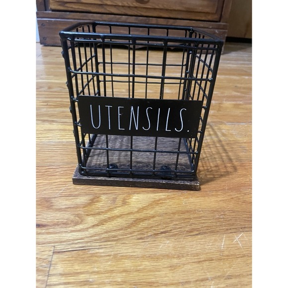 Rae Dunn | Dining | Rae Dunn Utensils Holder Square Wire Wood Farmhouse ...